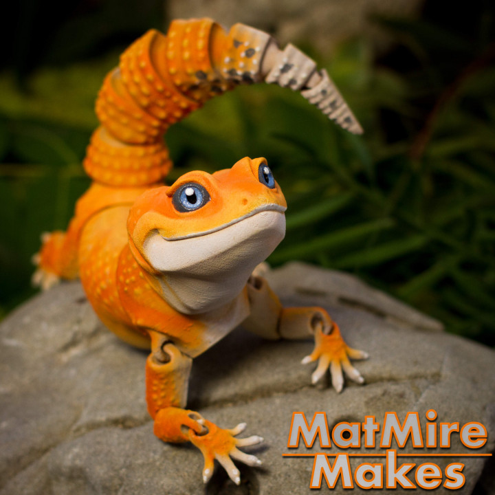 3D Printable Leopard Gecko Articulated Toy, Print-In-Place Body, Snap ...