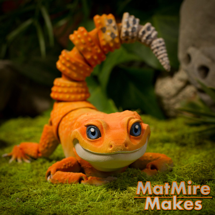 3D Printable Leopard Gecko Articulated Toy, Print-In-Place Body, Snap ...