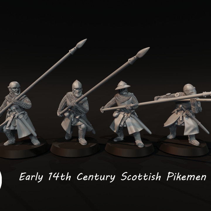 3D Printable 14th Century Scottish Pikemen 3 by Medbury Miniatures