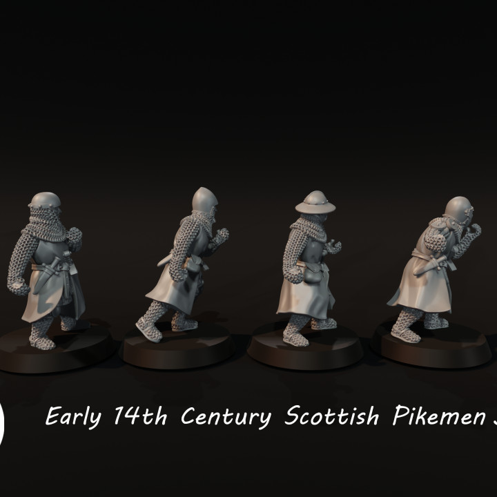 3D Printable 14th Century Scottish Pikemen 3 by Medbury Miniatures