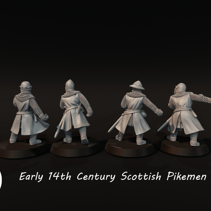 3D Printable 14th Century Scottish Pikemen 3 by Medbury Miniatures