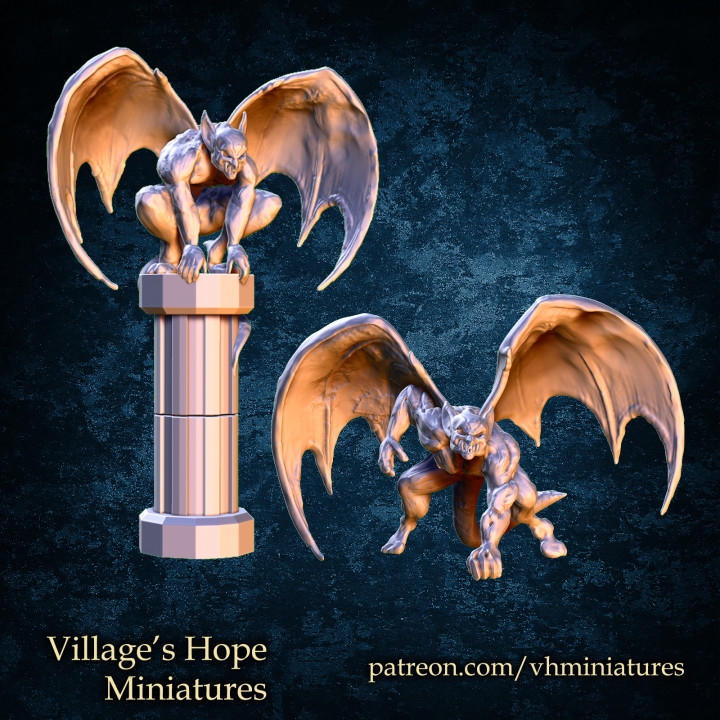 3D Printable Gargoyle Miniatures (2 pose) by Village's Hope Miniatures