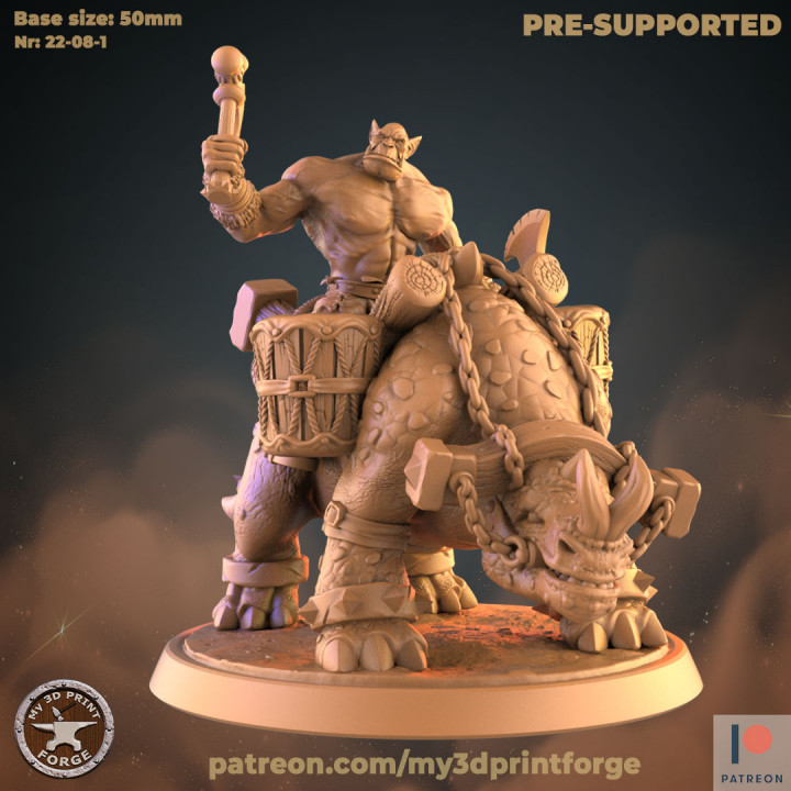 3D Printable Orc War Drummer by My3DPrintForge