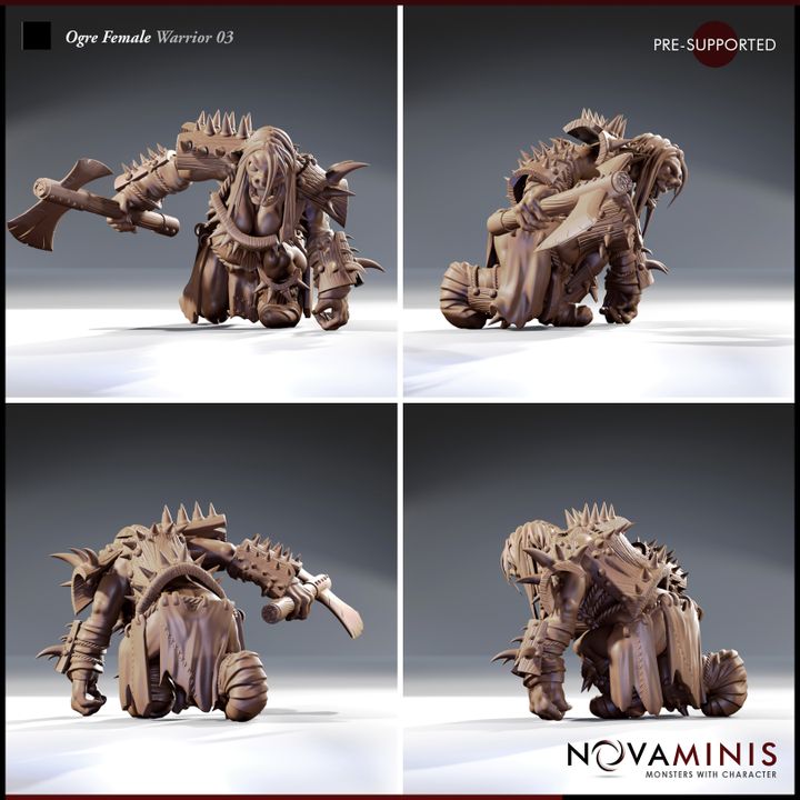 3D Printable Ogre Female Warrior 03 by NovaMinis