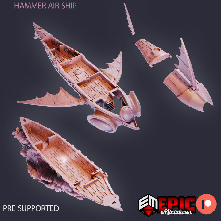 3D Printable Hammer Air Ship / Astral Ship / Wind Boat / Cloud Vessel ...