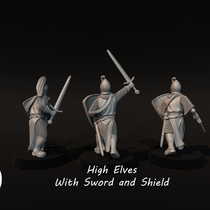 3D Printable High Elves with Sword and shield by Medbury Miniatures