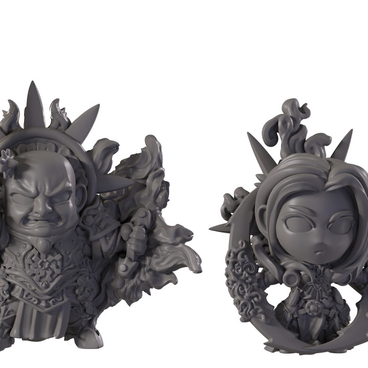 3D Printable Chibi Sun and Moon by Ouroboros Miniatures