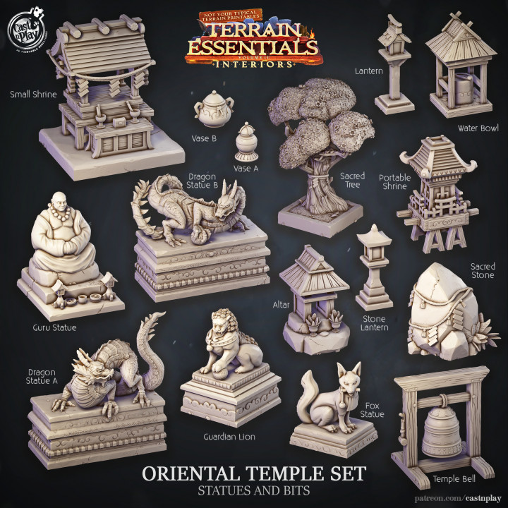 3D Printable Asian Temple Set (Pre-Supported) - Terrain by Cast n Play