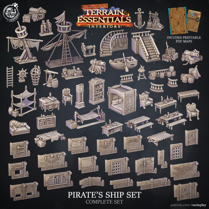 3D Printable Pirate's Ship Set (Pre-Supported) - Terrain by Cast n Play