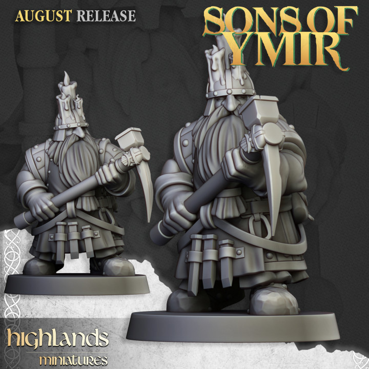 3D Printable Dwarfs Miners Unit - Highlands Miniatures by Highlands ...