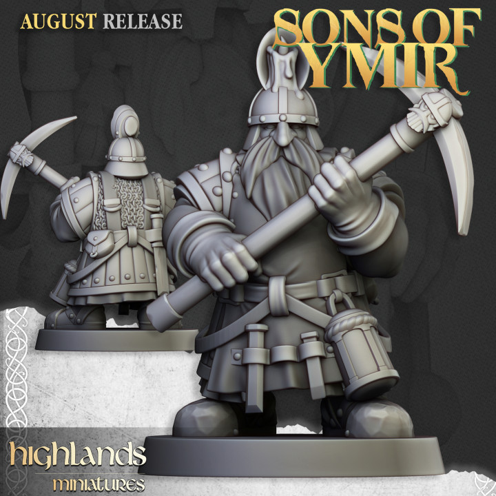 3D Printable Dwarfs Miners Unit - Highlands Miniatures by Highlands ...