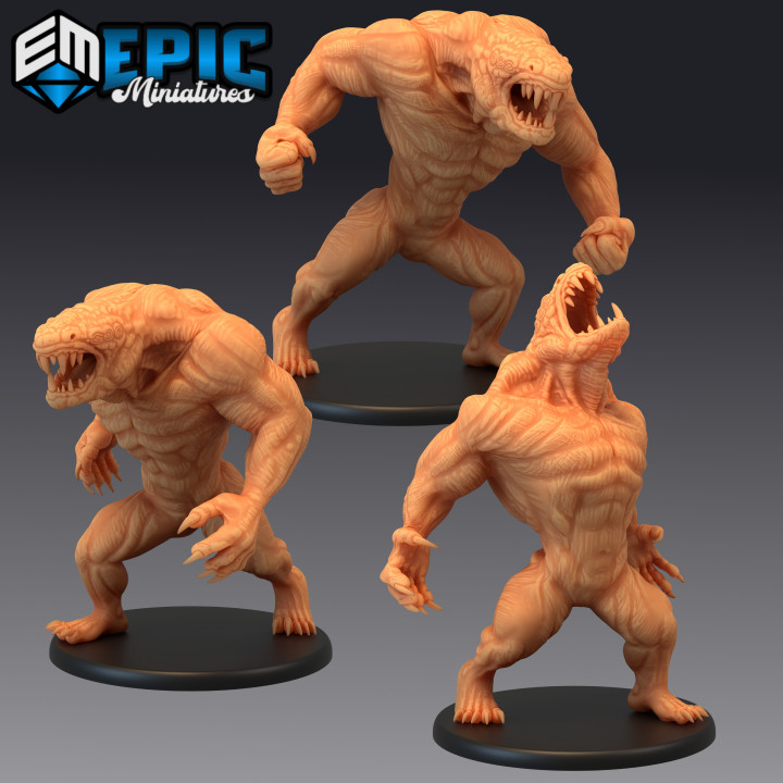 3D Printable Gray Render Set / Powerful Predator / Wild Swamp Beast / Marshland Encounter by ...