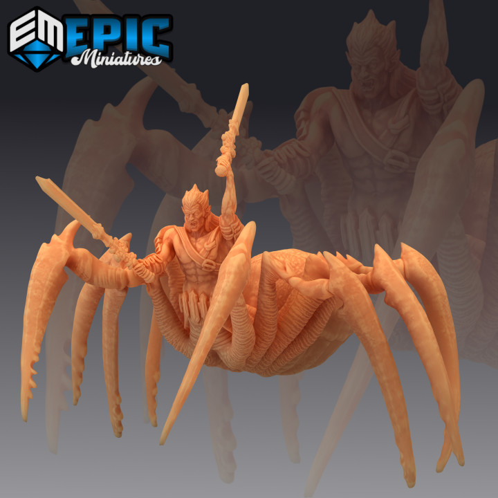 3D Printable Dark Elf Spider Warrior / Drider Abomination Adventurer ...