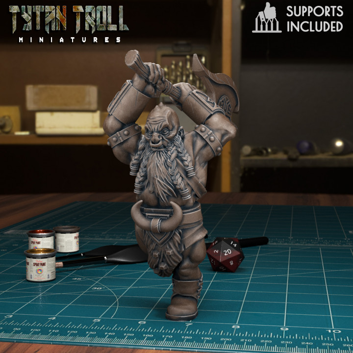 3D Printable Dwarf Axes 03 [Pre-Supported] by TytanTroll Miniatures