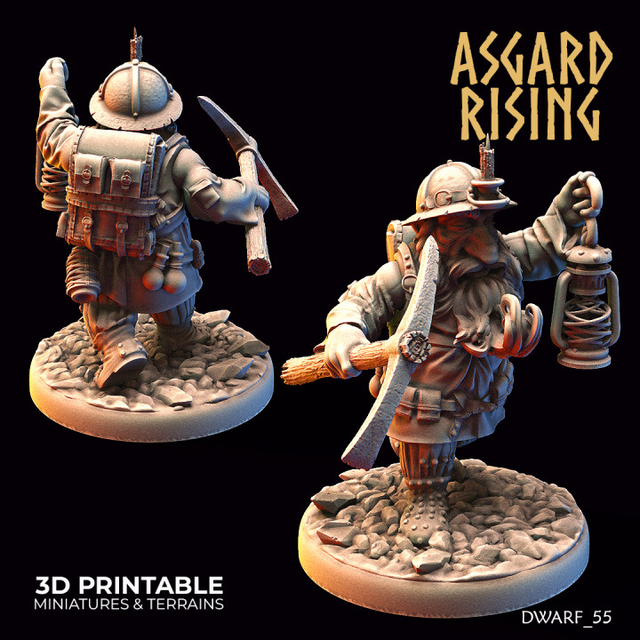 3d Printable Dwarf Dwarven Miners Modular Pre Supported By Asgard
