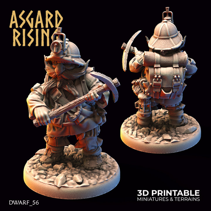 3d Printable Dwarf Dwarven Miners Modular Pre Supported By Asgard