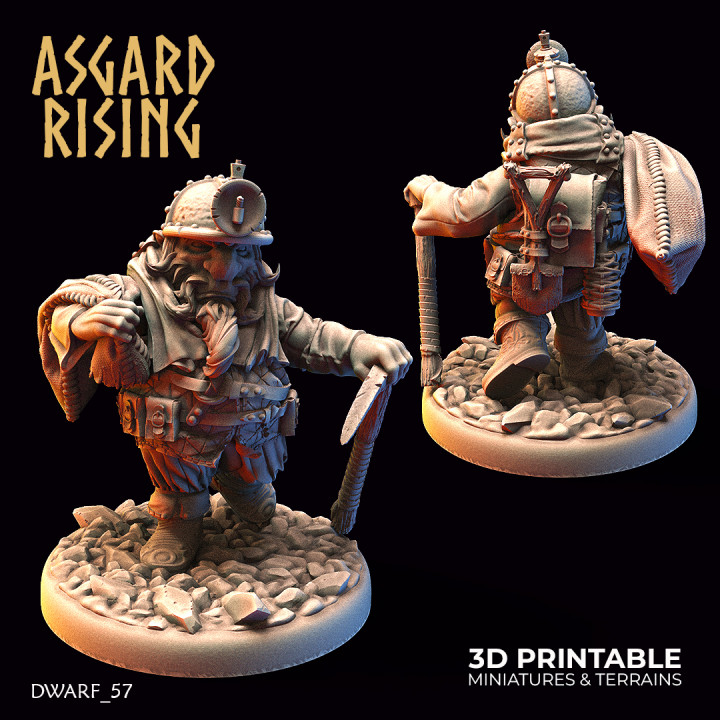 3d Printable Dwarf Dwarven Miners Modular Pre Supported By Asgard
