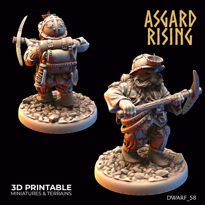3D Printable DWARF: Dwarven Miners /Modular/ /Pre-supported/ by Asgard ...