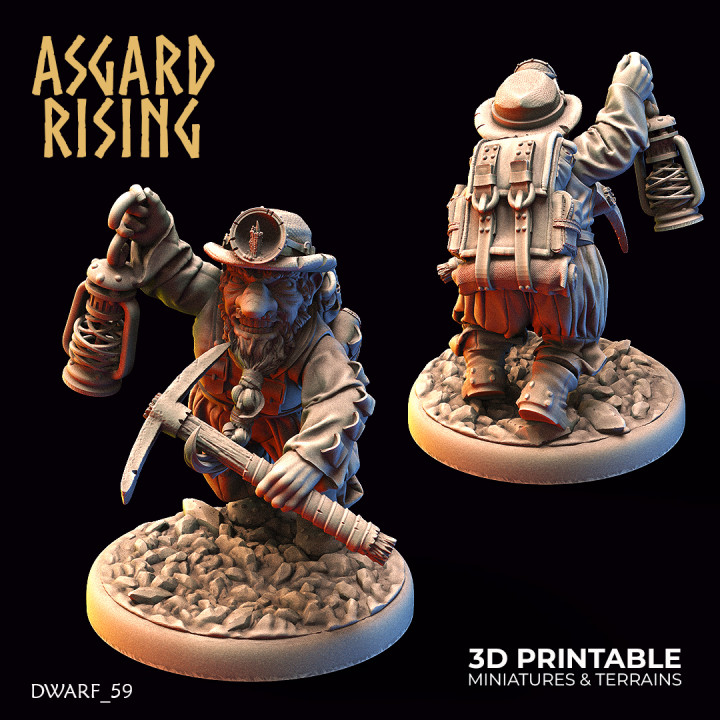 3D Printable DWARF: Dwarven Miners /Modular/ /Pre-supported/ by Asgard ...