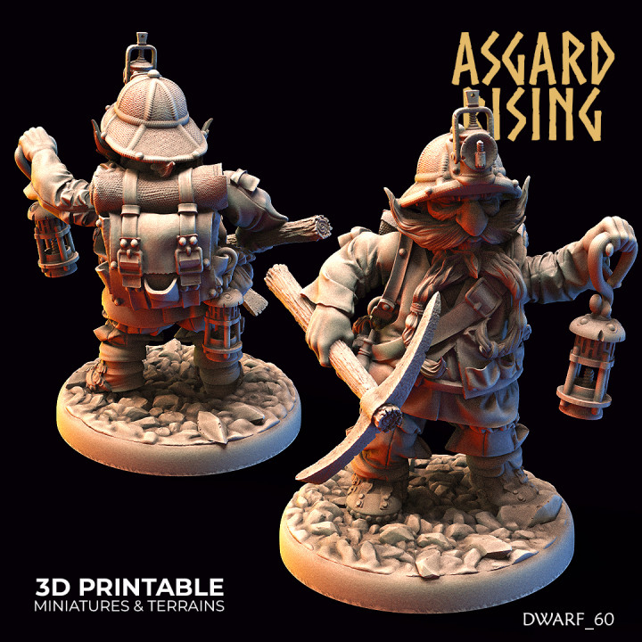 3D Printable DWARF: Dwarven Miners /Modular/ /Pre-supported/ by Asgard ...