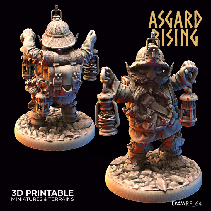 3d Printable Dwarf Dwarven Miners Modular Pre Supported By Asgard