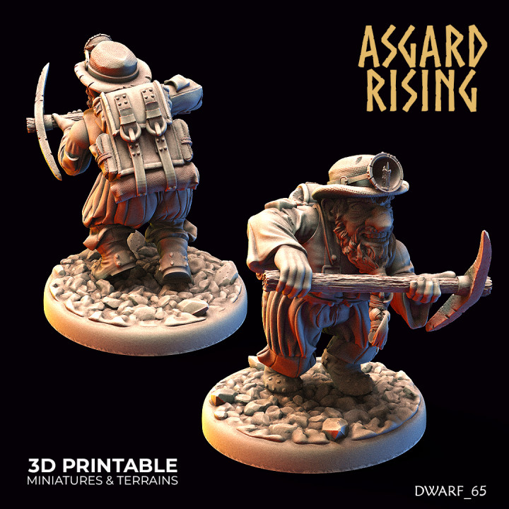 3d Printable Dwarf Dwarven Miners Modular Pre Supported By Asgard