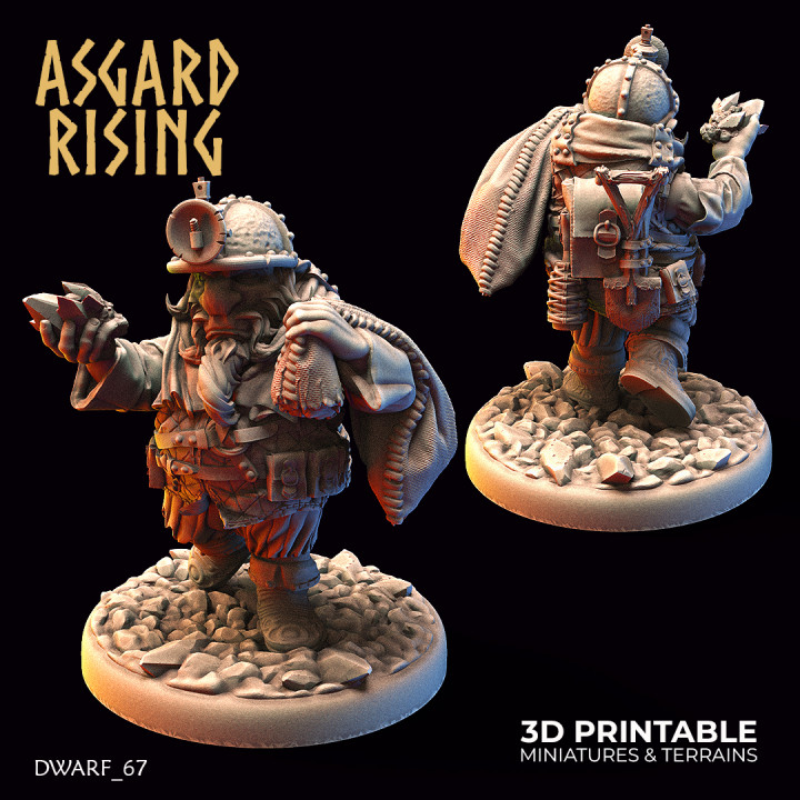 3d Printable Dwarf Dwarven Miners Modular Pre Supported By Asgard
