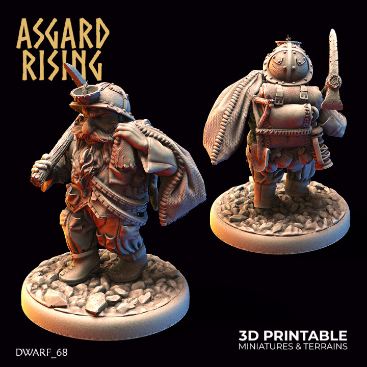 3d Printable Dwarf Dwarven Miners Modular Pre Supported By Asgard
