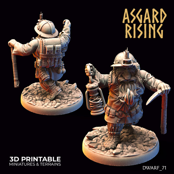 3d Printable Dwarf Dwarven Miners Modular Pre Supported By Asgard