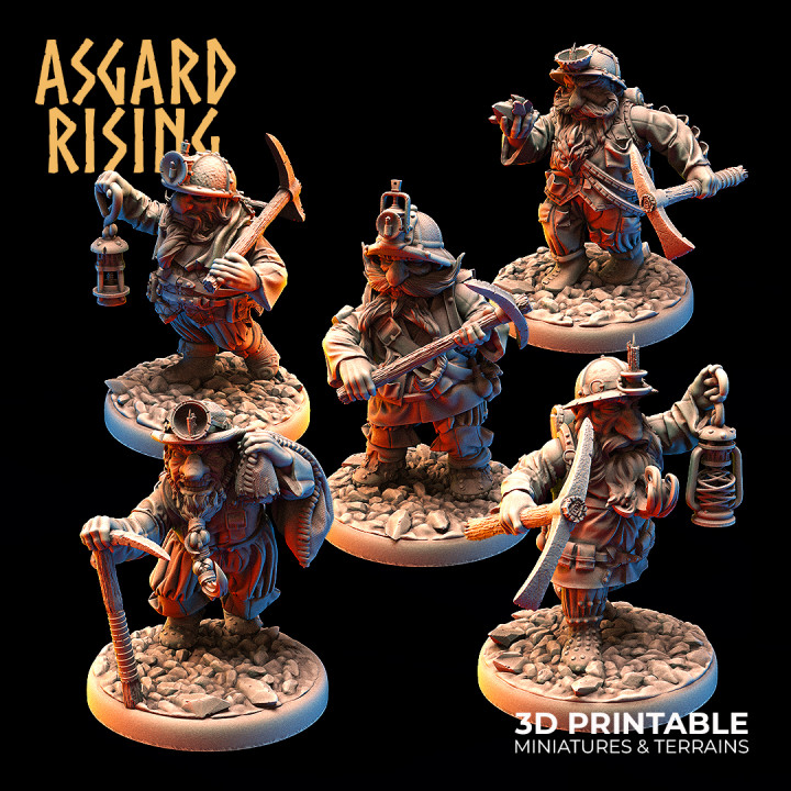 3D Printable DWARF: Dwarven Miners /Modular/ /Pre-supported/ by Asgard ...