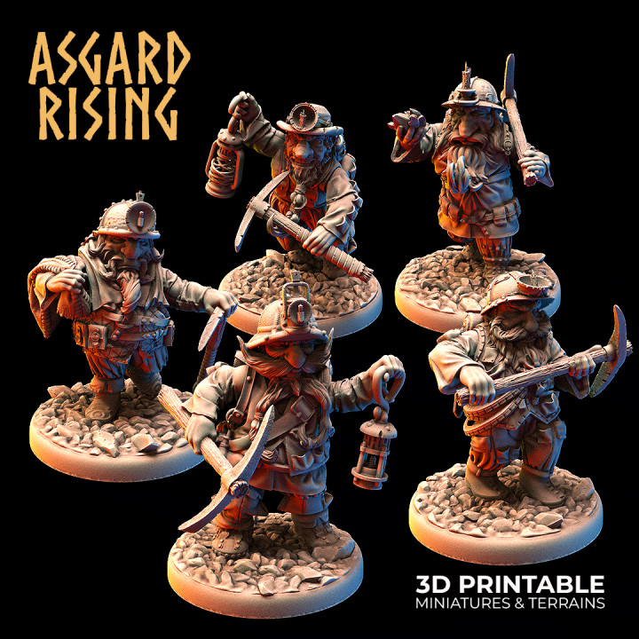 3D Printable DWARF: Dwarven Miners /Modular/ /Pre-supported/ by Asgard ...