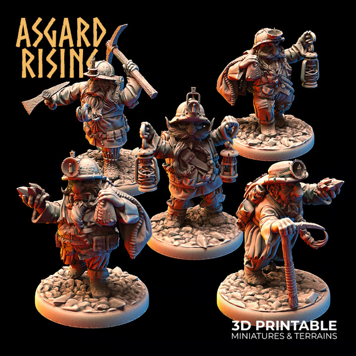3D Printable DWARF: Dwarven Miners /Modular/ /Pre-supported/ by Asgard ...