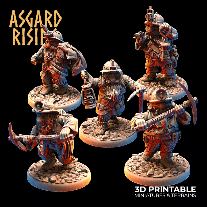 3D Printable DWARF: Dwarven Miners /Modular/ /Pre-supported/ by Asgard ...