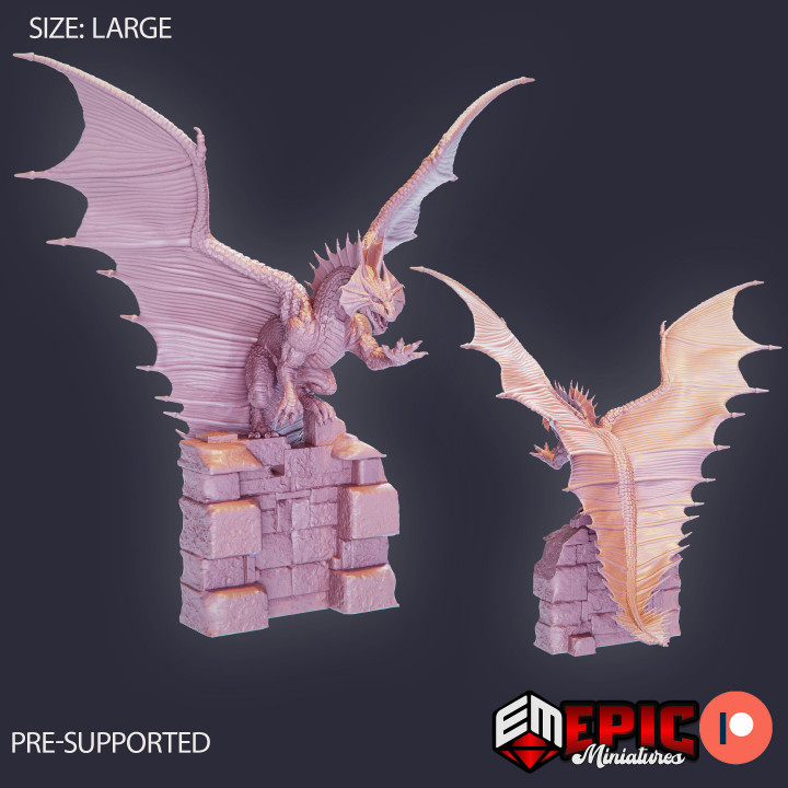 3D Printable Young Brass Dragon / Legendary Metallic Drake / Winged ...