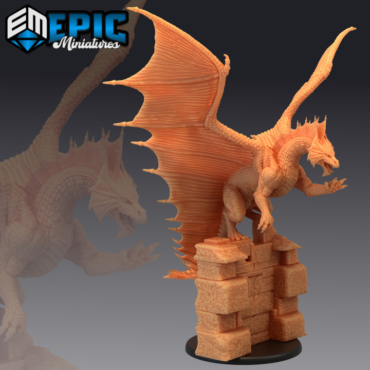 3D Printable Young Brass Dragon / Legendary Metallic Drake / Winged ...
