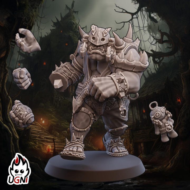 3D Printable Ogre #02 - Voodoo Ogres - Fantasy Football by UGNI Miniatures