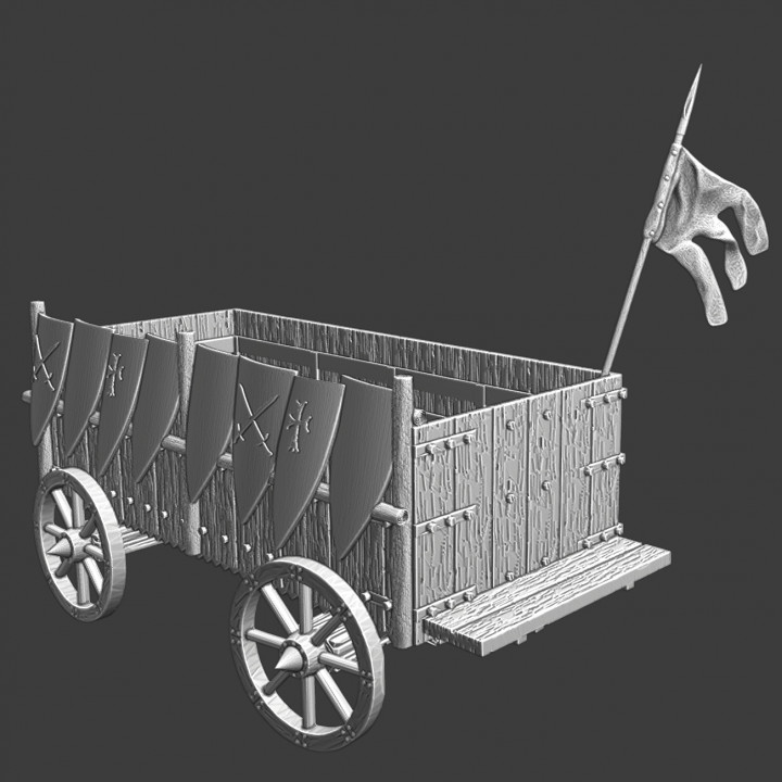 3D Printable Medieval heavy war wagon with shields by Northern Crusades ...