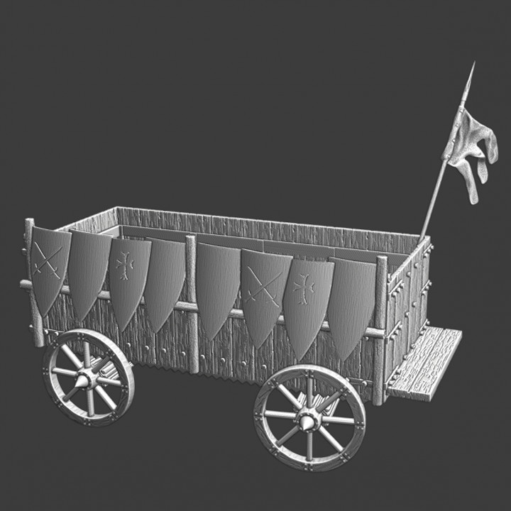 3D Printable Medieval heavy war wagon with shields by Northern Crusades ...