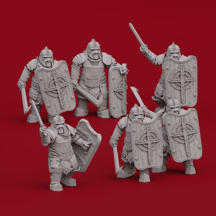 3D Printable Pig Orc Elite Guard with Shield by vector.miniatures