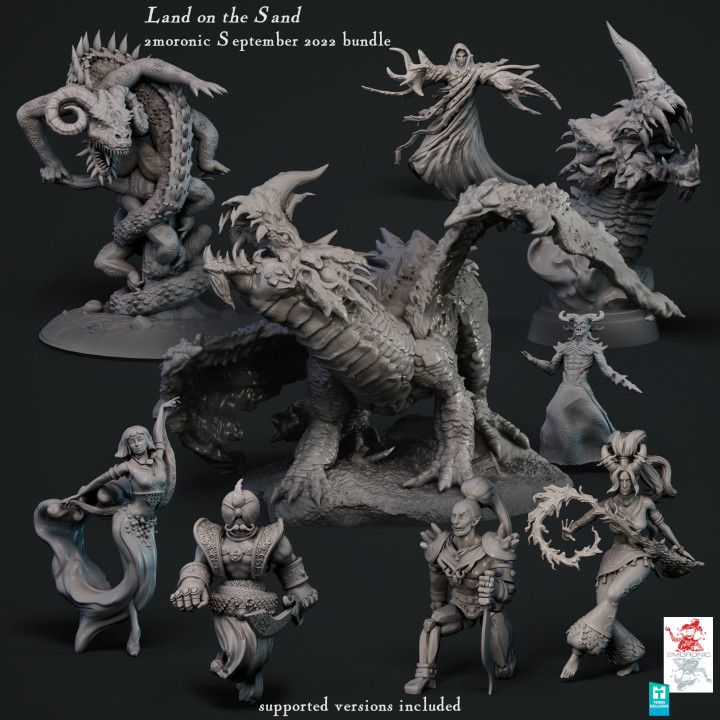 3D Printable Land on the Sand - Blue Dragon, Behir and Genies bundle 21 ...