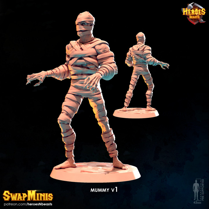 3D Printable Amran - Cursed Mummy v1 by Heroes and Beasts