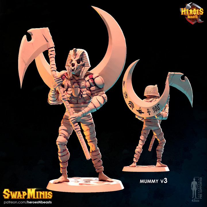 3D Printable Amran - Cursed Mummy v3 by Heroes and Beasts