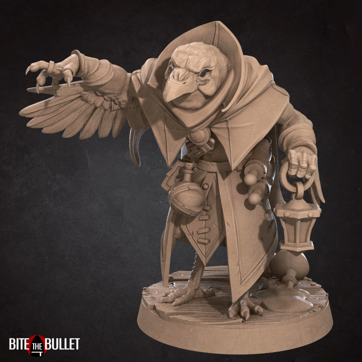 3D Printable Jen, the Kenku Alchemist (3 Versions) by Bite the Bullet