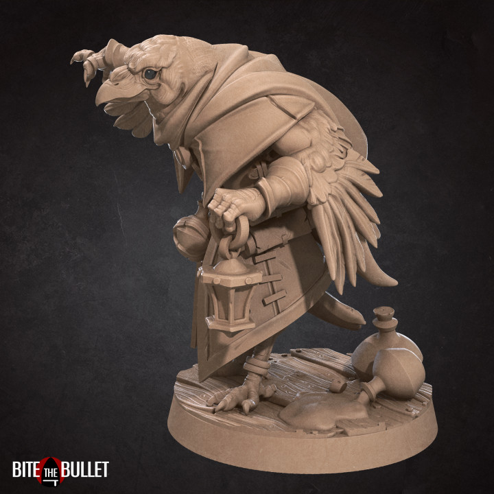 3D Printable Jen, the Kenku Alchemist (3 Versions) by Bite the Bullet