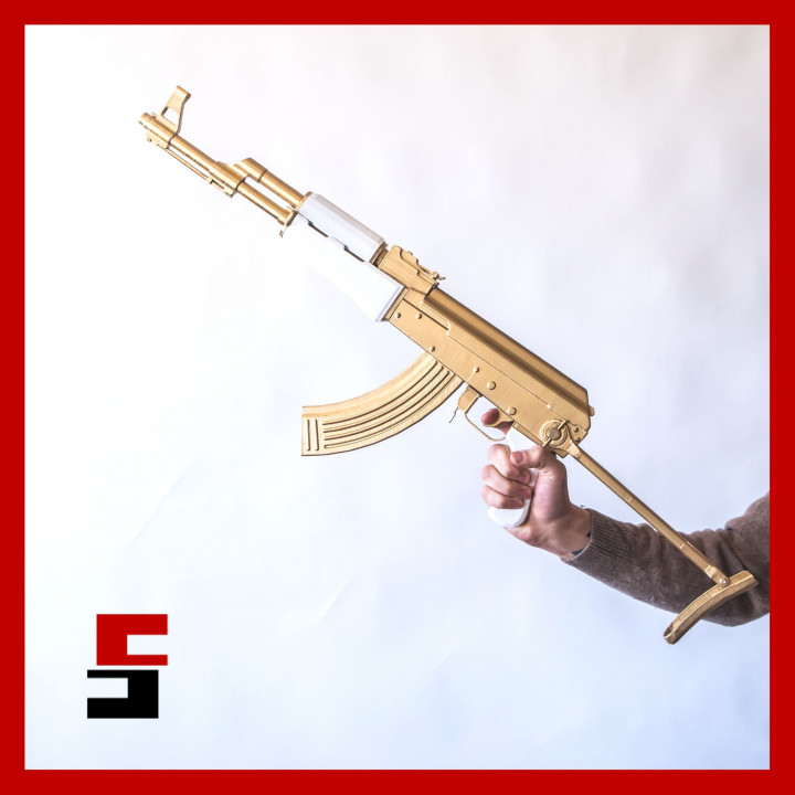3D Printable AKM Kalashnikov Weapon fake training gun by sliceables
