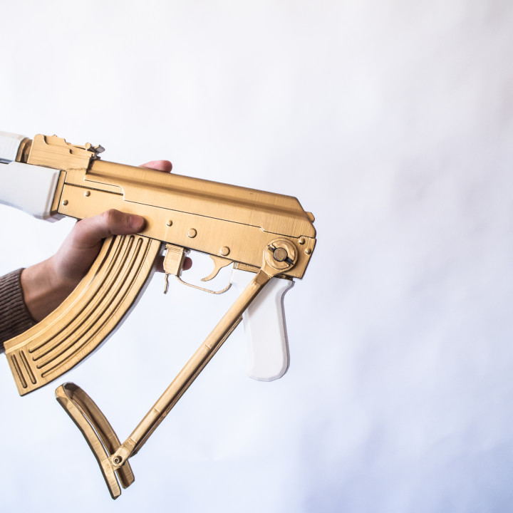3D Printable AKM Kalashnikov Weapon fake training gun by sliceables