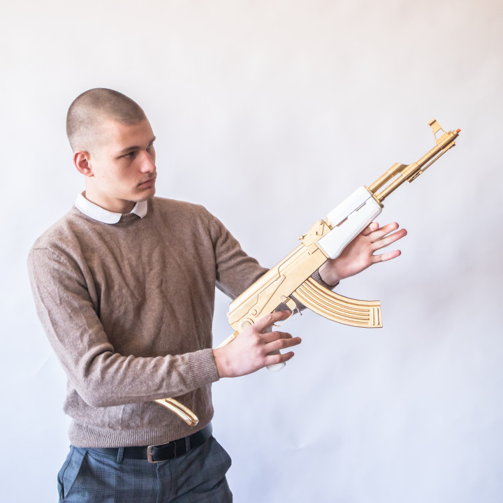 3D Printable AKM Kalashnikov Weapon fake training gun by sliceables