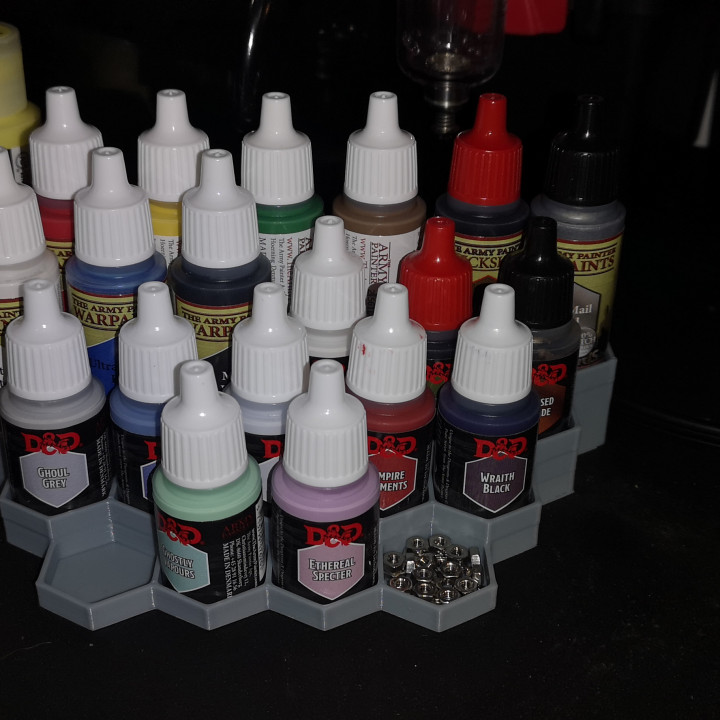 3D Printable hexagon miniature paint organizer by jordon