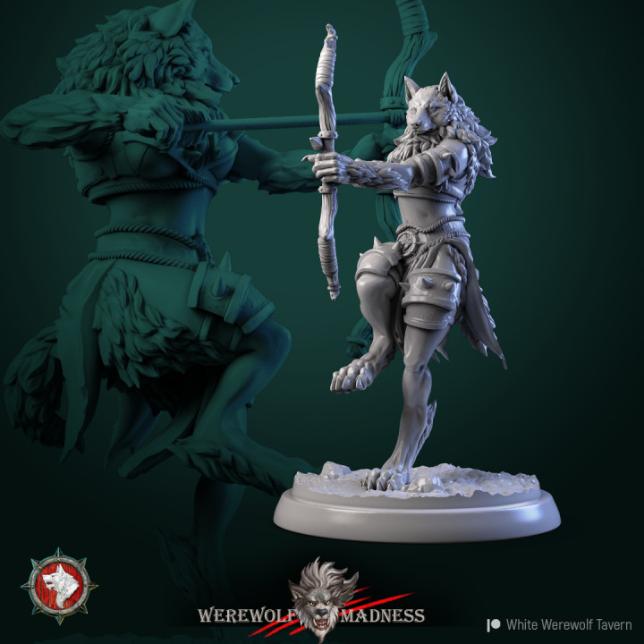 3D Printable Werewolves warriors female set 6 miniatures 32mm pre ...