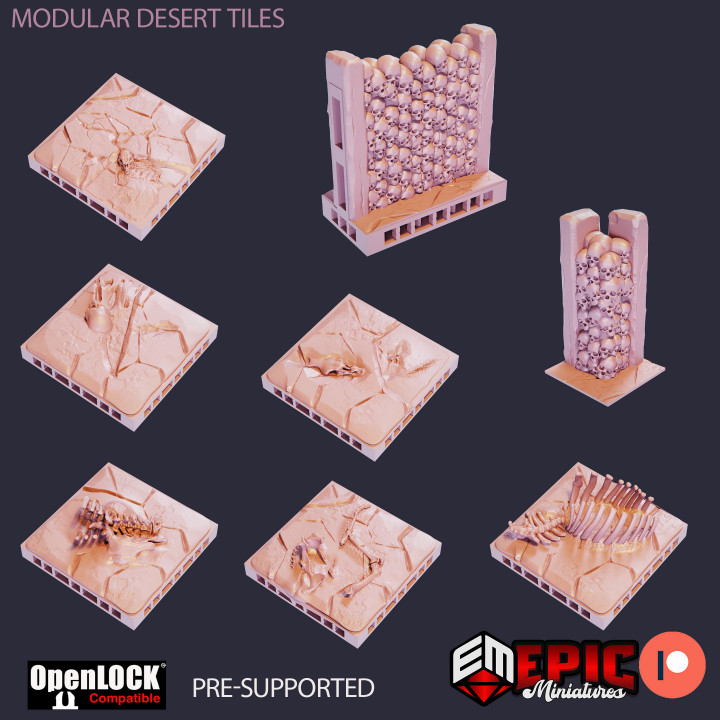 3D Printable Modular Desert Tiles / Oriental Dungeon Items / Sand Dune Area Decoration ...
